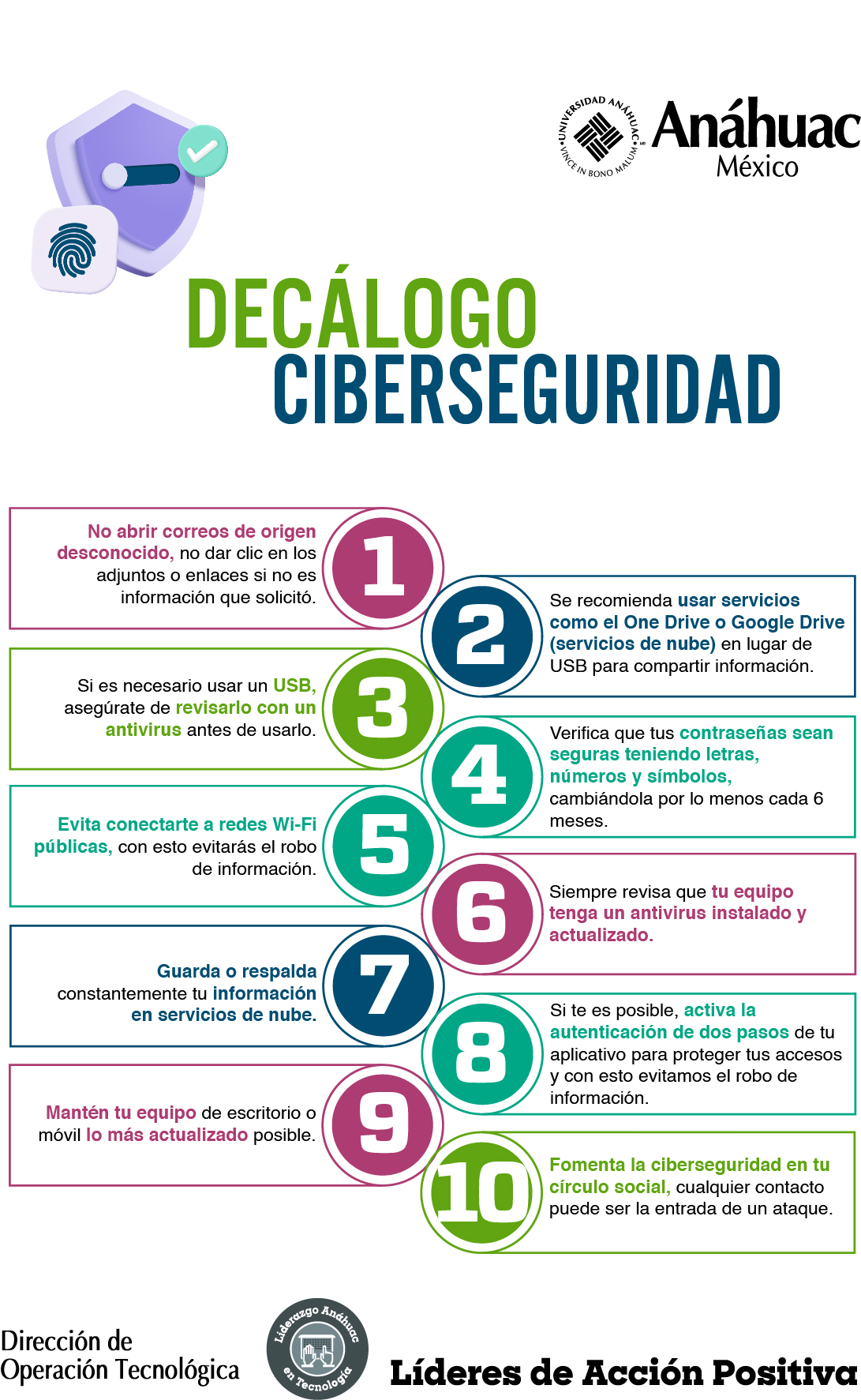 DECÁLOGO CIBERSEGURIDAD | Subdirección de Operación Tecnológica